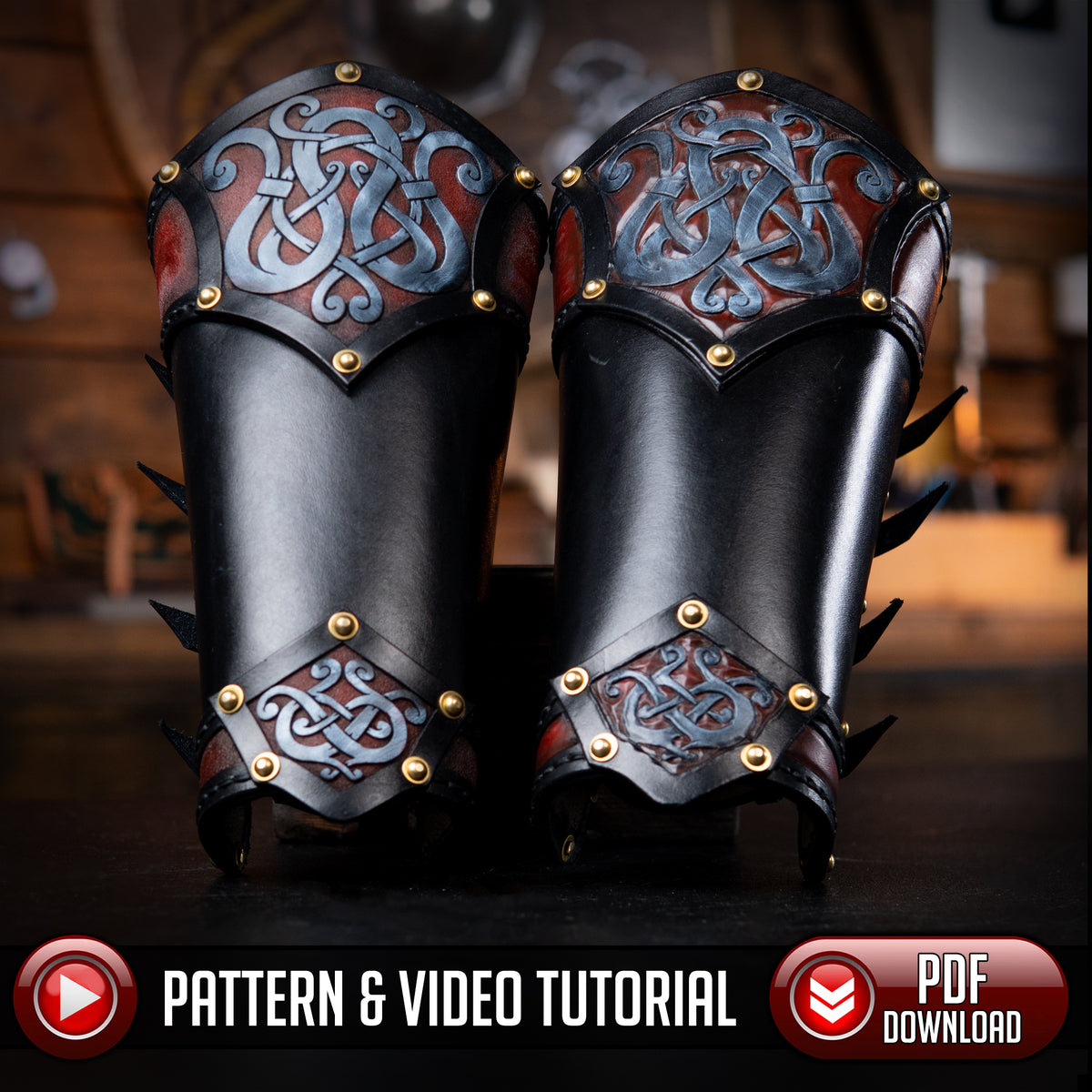 Leather Vambrace Pattern Armor - PDF + SVG | Dark Horse Workshop
