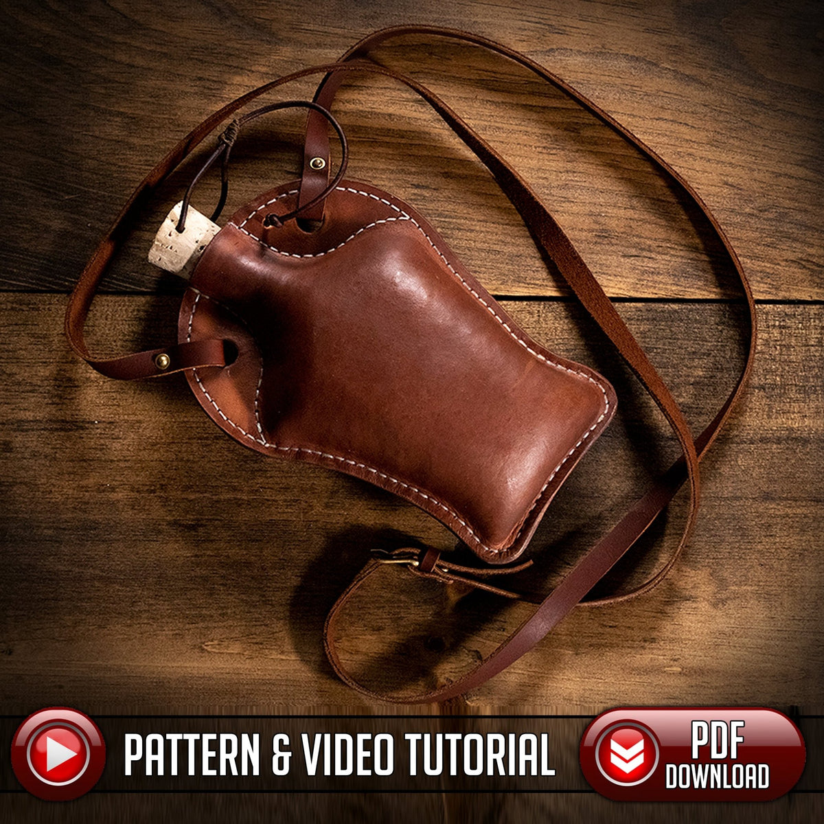 Leather Canteen Pattern Costrel - PDF + SVG Laser | Dark Horse Workshop