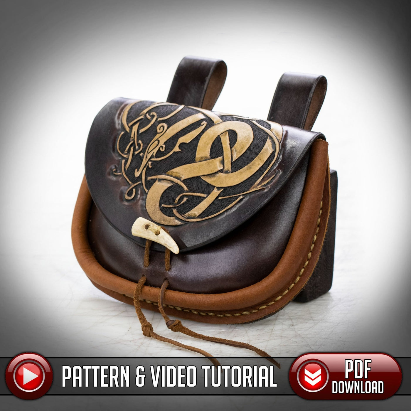Leather Viking Pouch Pattern Serpent - PDF + SVG | Dark Horse Workshop